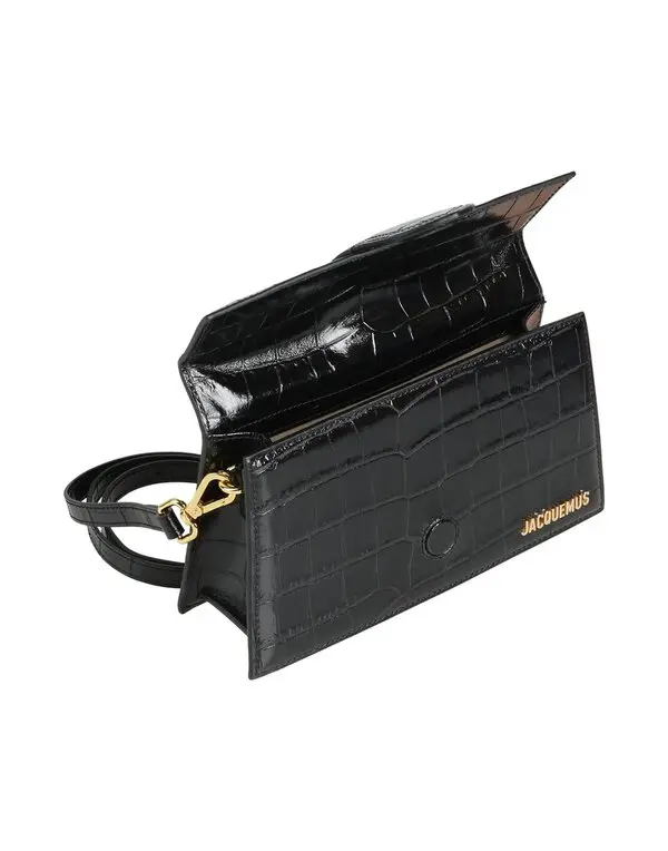 Jacquemus Crocodile-effect Leather Flap Bag With Top Handle And Logo Detail