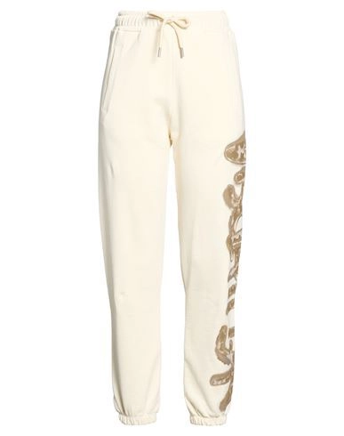 DISCLAIMER Cotton Terry Track Pants With Glittered Logo Detail - Cream