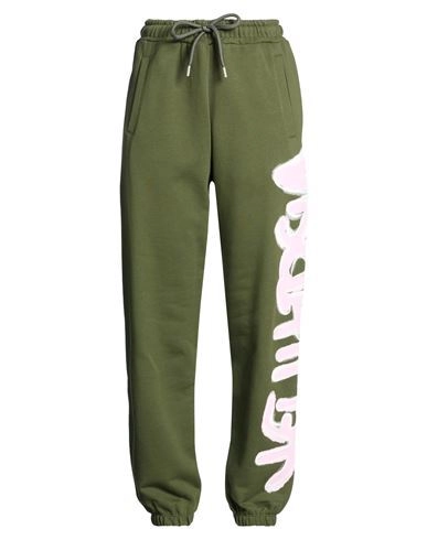 DISCLAIMER Cotton Terry Track Pants With Glittered Logo Detail - Green