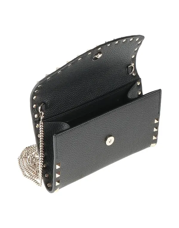 Valentino Garavani Studded Pebbled Leather Clutch - Black