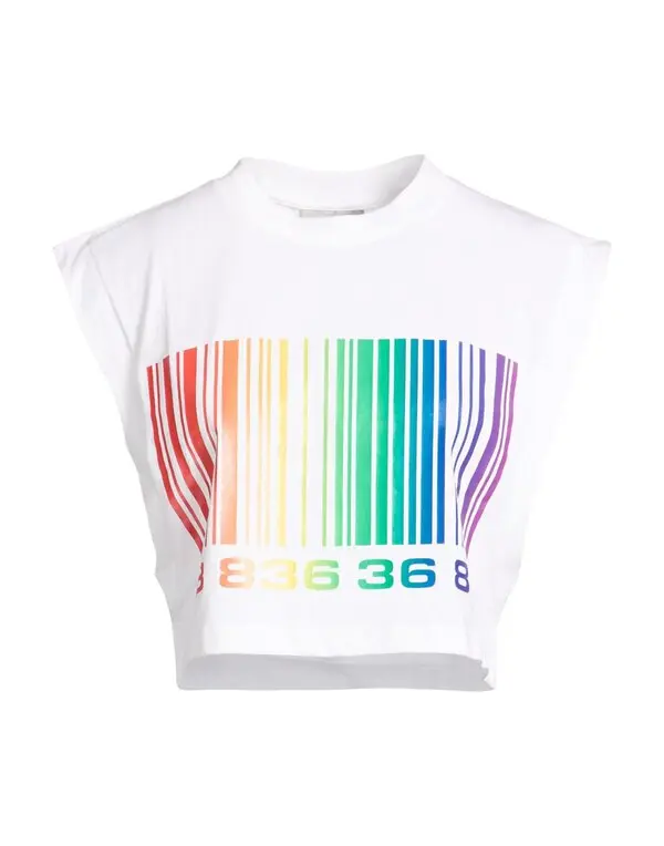 VTMNTS Cropped Cotton Jersey T-shirt With Barcode Print