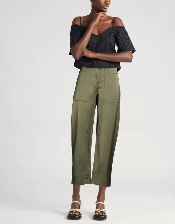 High Viscose, Virgin Wool, And Elastane Tapered Pants