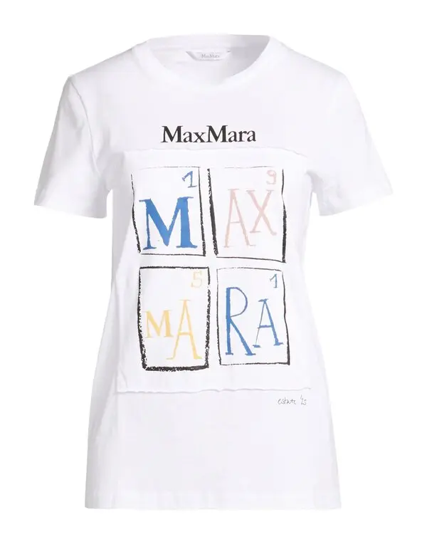 Max Mara Cotton T-shirt With Graphic Print - White