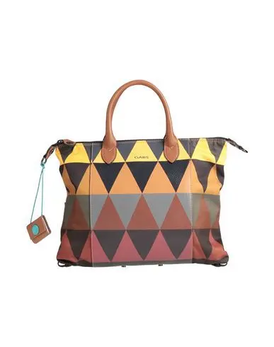 GABS Shopper Bag With Geometric Print In Calfskin And Polyester - Brown