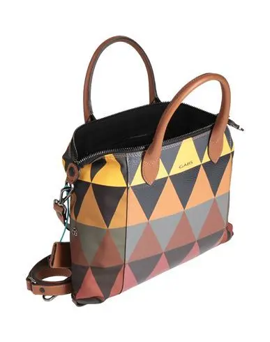 GABS Shopper Bag With Geometric Print In Calfskin And Polyester - Brown