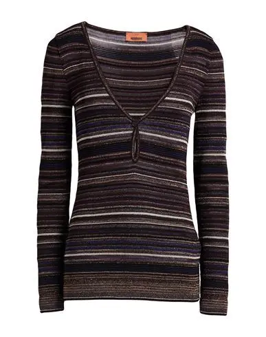 Missoni Cardigan In Dark Viscose, Wool, And Metallic Fiber - Dark Brown