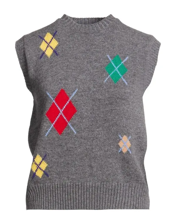MSGM Merino Wool And Cashmere Argyle Sleeveless Sweater