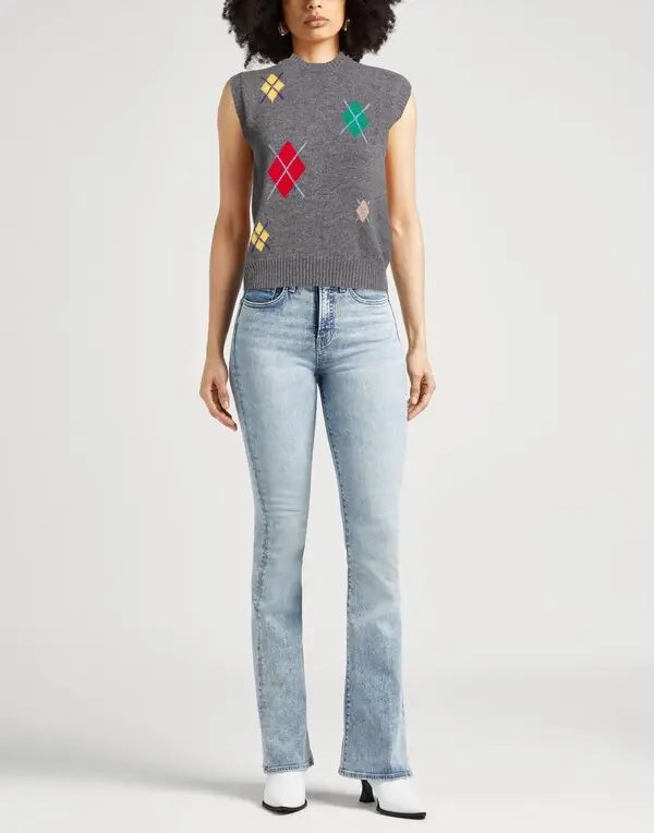 MSGM Merino Wool And Cashmere Argyle Sleeveless Sweater