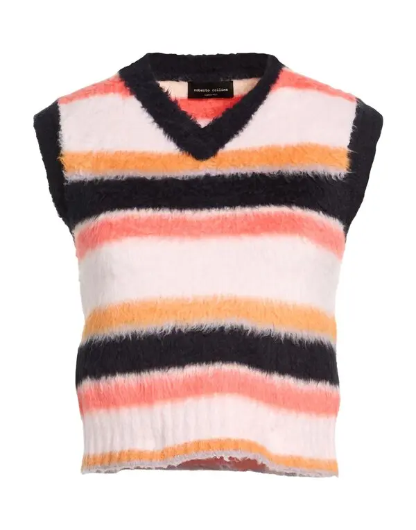 ROBERTO COLLINA Striped V-neck Sleeveless Sweater