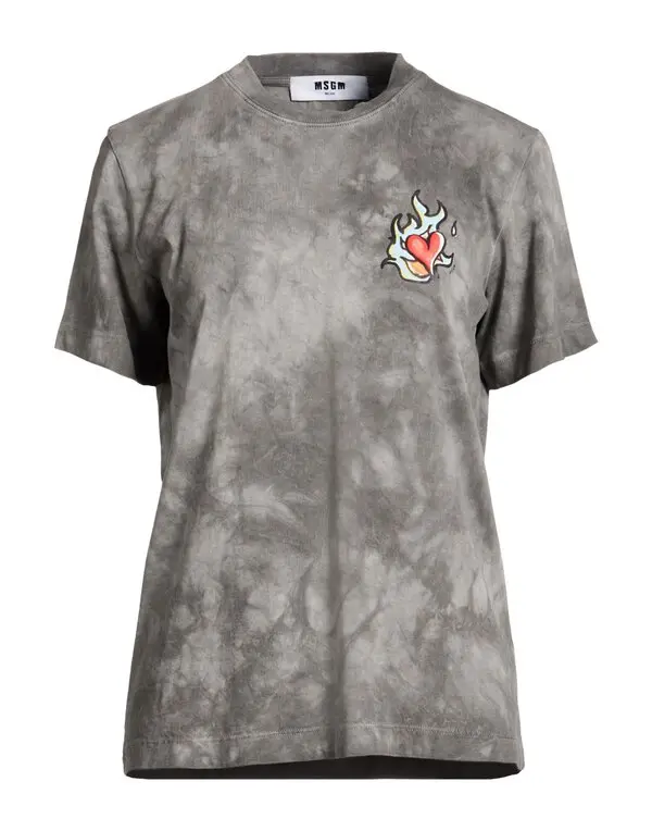 MSGM Cotton T-shirt With Tie-dye Effect And Embellishment