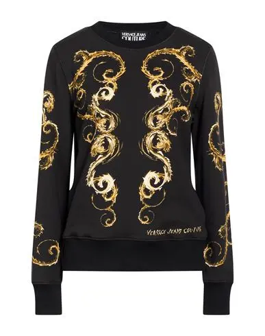 Versace Cotton Sweatshirt With Signature Print - Black