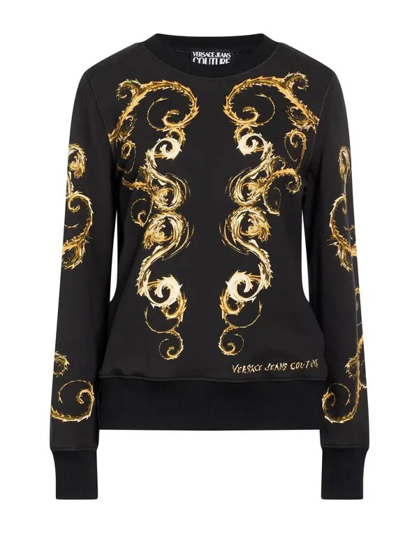 Versace Cotton Sweatshirt With Signature Print - Black