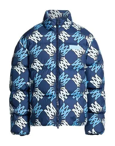 Amiri Puffer Down Jacket With Logo Print - Navy