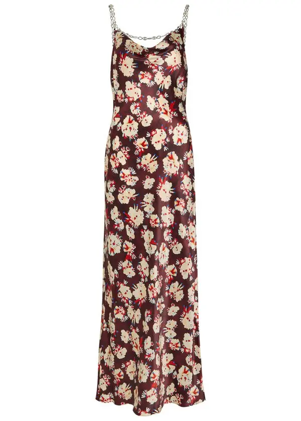 Rabanne Floral Print Silk Maxi Dress - Multicoloured