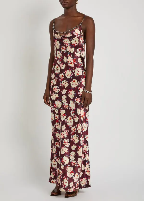 Rabanne Floral Print Silk Maxi Dress - Multicoloured