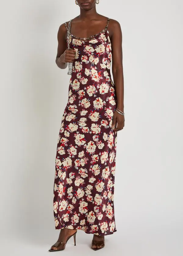 Rabanne Floral Print Silk Maxi Dress - Multicoloured