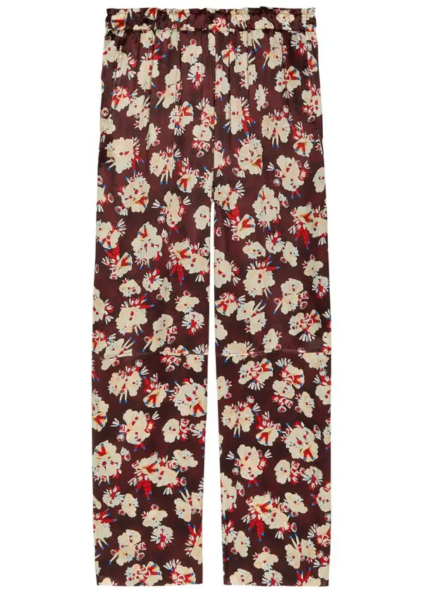 Rabanne Floral Print Wide-leg Silk Trousers - Multicoloured