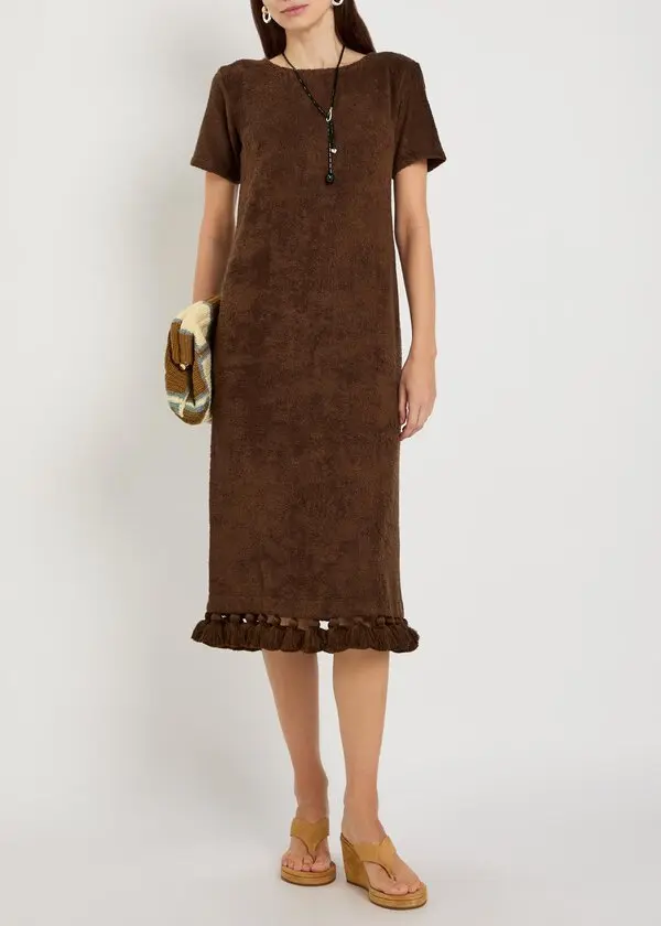 Cap D'antibes Terry Midi Dress With Tasseled Hem