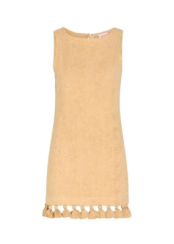 Cap D'antibes Manon Tasseled-hem Terry Mini Dress - Beige