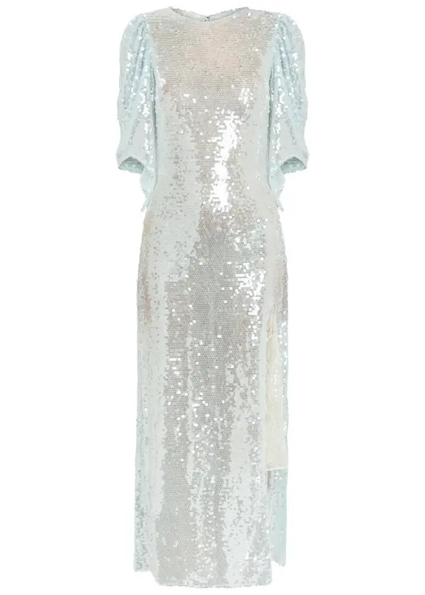 ROBERTA EINER Sequin-embellished Stretch-mesh Maxi Dress