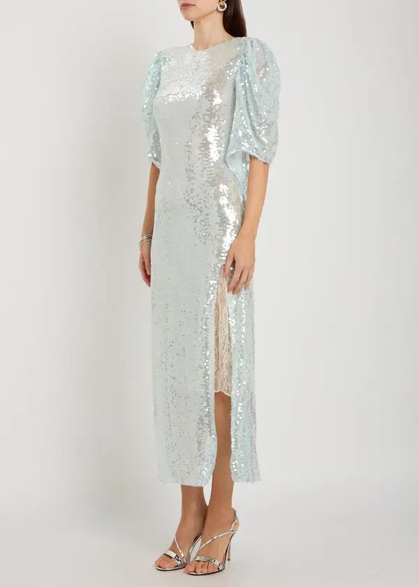 ROBERTA EINER Sequin-embellished Stretch-mesh Maxi Dress