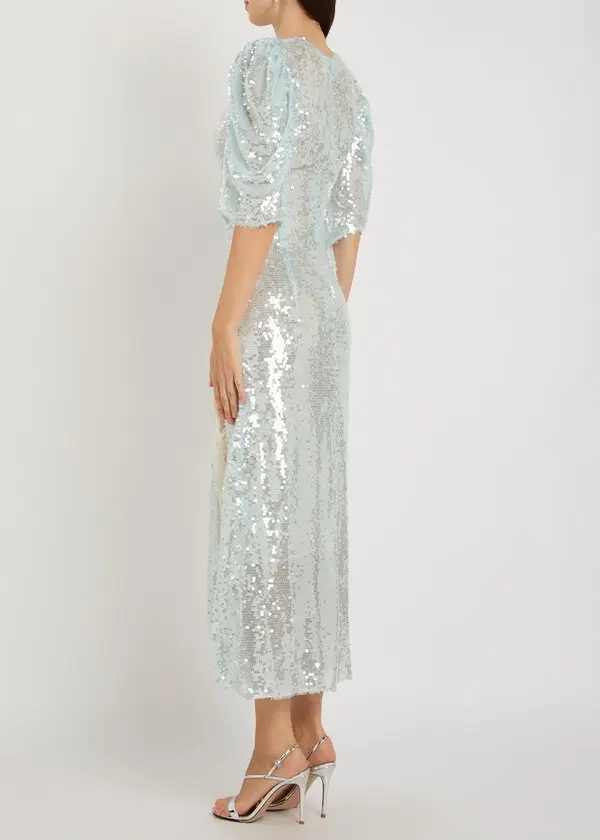 ROBERTA EINER Sequin-embellished Stretch-mesh Maxi Dress