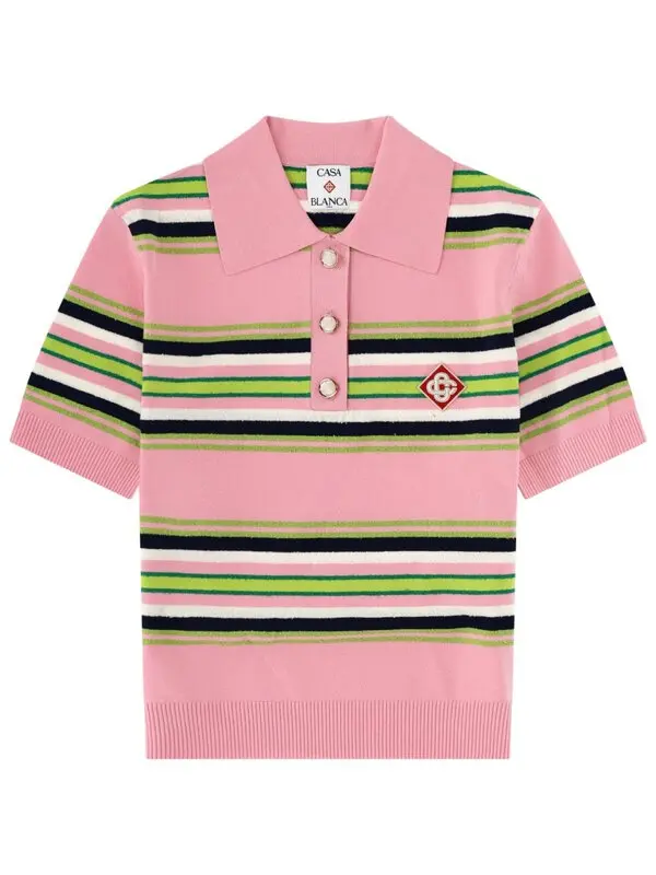 Casablanca Striped Knit Polo