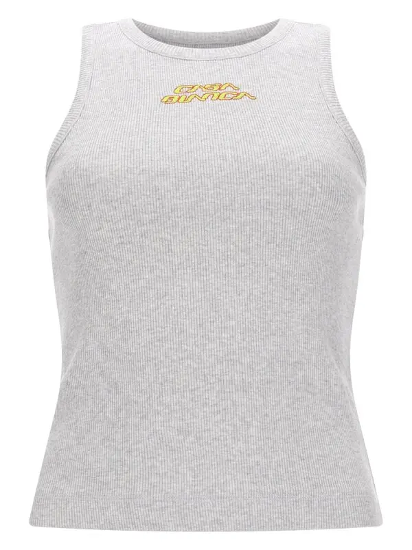 Casablanca Ribbed Logo Tank - Grey