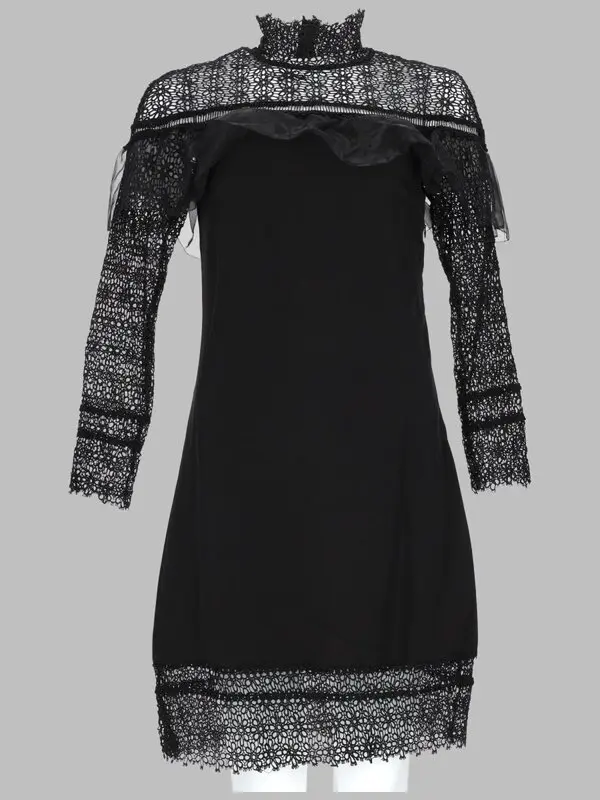 NJ COUTURE Abito Lace And Sheer Embellished Dress