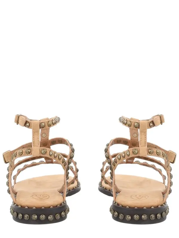 Ash Precious Studded Leather Sandals - Beige