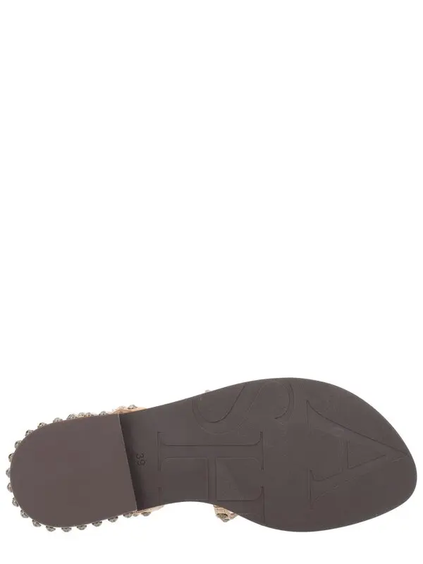 Ash Precious Studded Leather Sandals - Beige