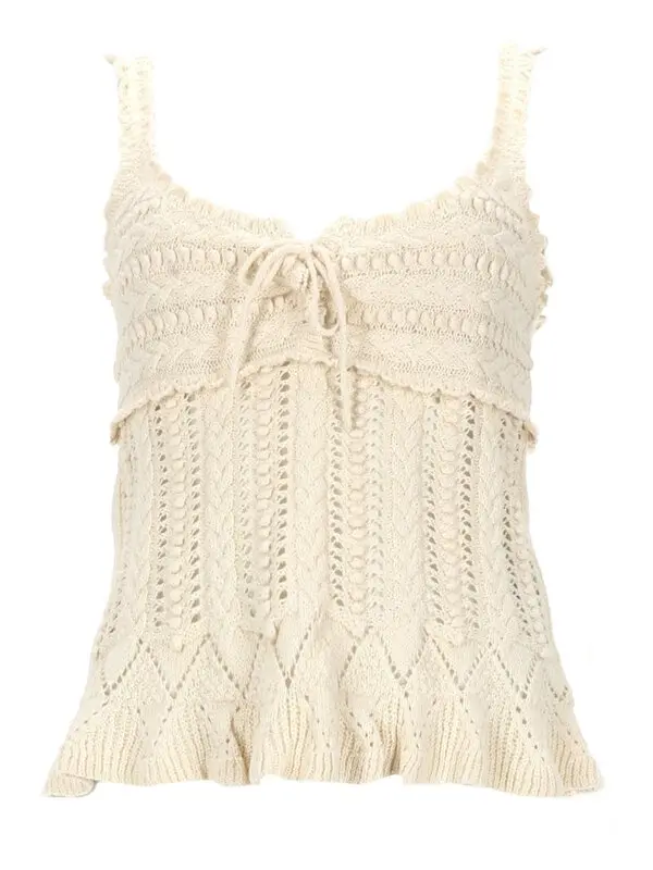 MARANT ETOILE Knit Top With Front Tie Detail - Ivory