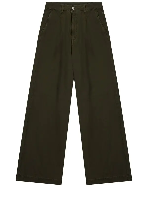 NINE:INTHE:MORNING Wide Leg Cotton Trousers - Green