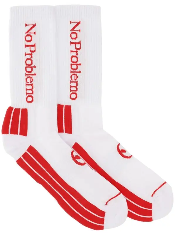 NO PROBLEMO Logo Socks - White