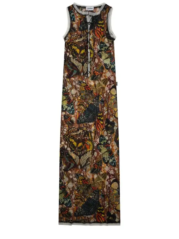 JEAN PAUL GAULTIER Butterfly Print Maxi Dress