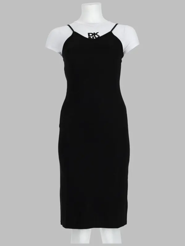 Dkny Ribbed Stretch Dress With Trim