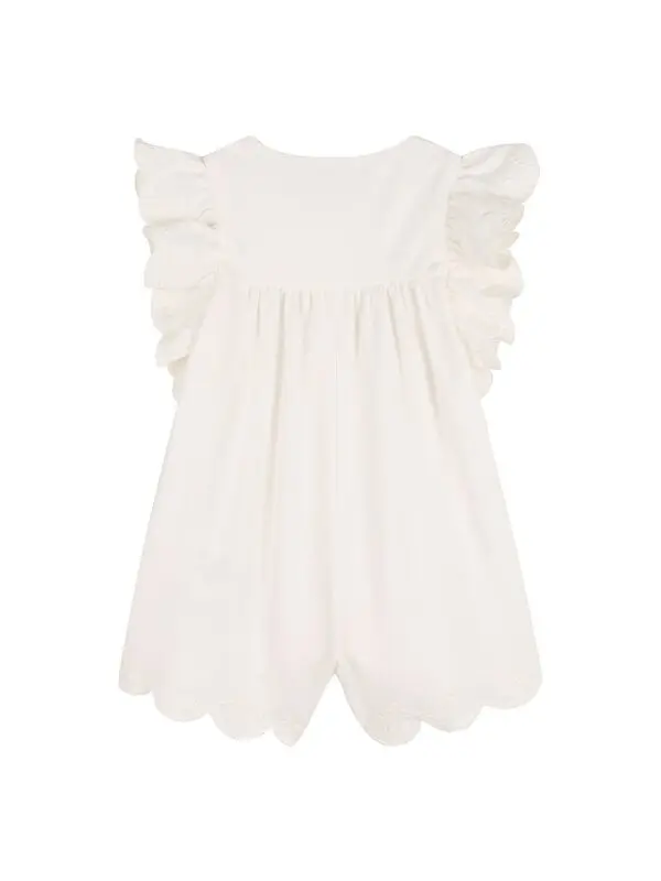 Chloé Embroidered Cotton Romper - White