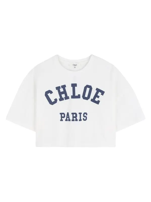 Chloé Cropped Logo T-shirt - White