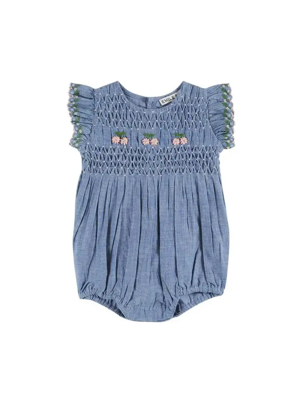 EMILE & IDA Smocked Cherry Romper