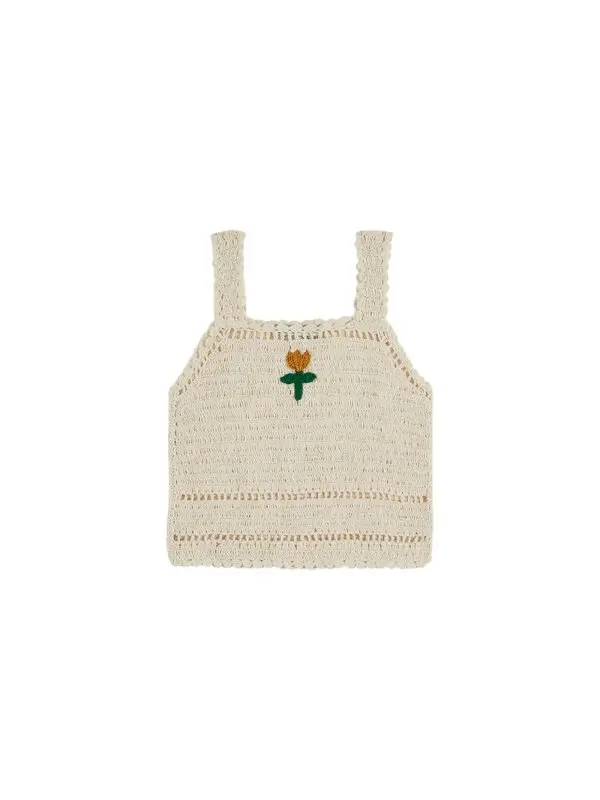 EMILE & IDA Crochet Tulip Top - Beige