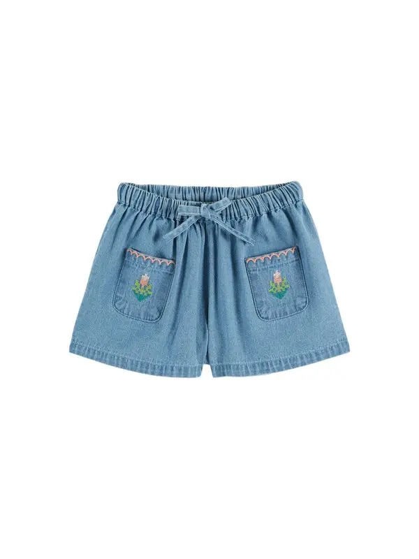 EMILE & IDA Embroidered Denim Shorts