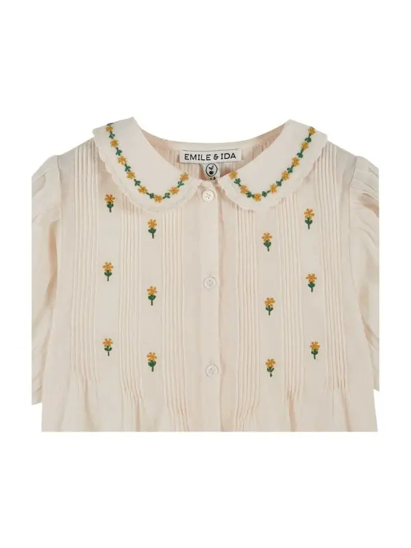 EMILE & IDA Embroidered Organic Cotton Blouse