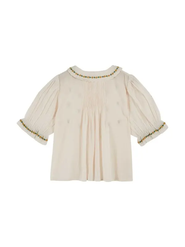 EMILE & IDA Embroidered Organic Cotton Blouse