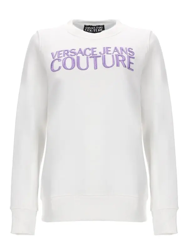 Versace Cotton Jersey Sweatshirt With Embroidered Logo - White