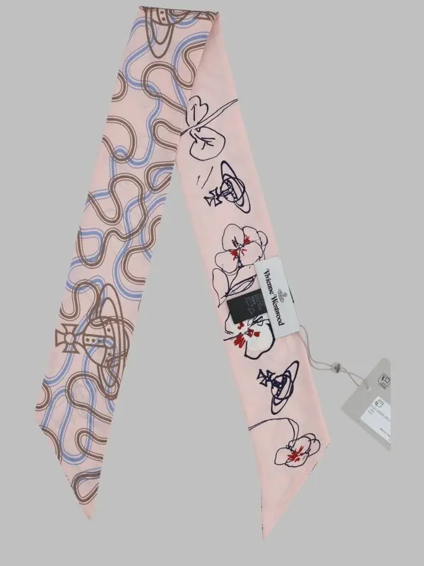 VIVIENNE WESTWOOD Silk Foulard With Flower & Orbs Motif - Pink