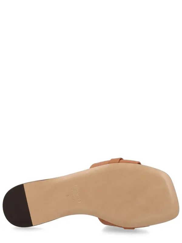 FERRAGAMO Gancini Calf Leather Slide Sandals - Buff