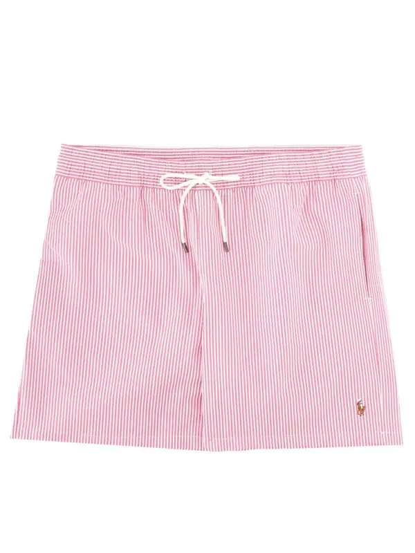 Polo Ralph Lauren Striped Swim Trunks With Logo - Pink