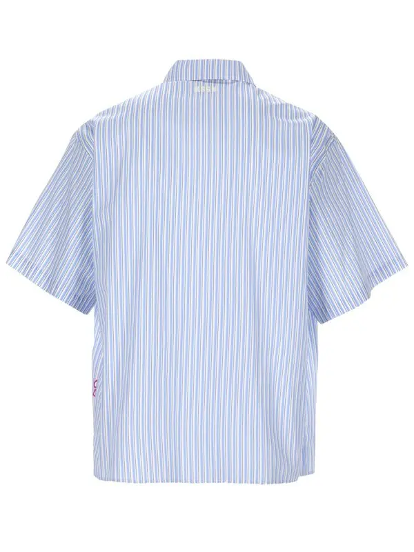 MSGM Striped Shirt With Graphic Print