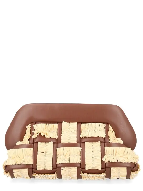 THEMOIRE Bios" Raffia Clutch - Beige