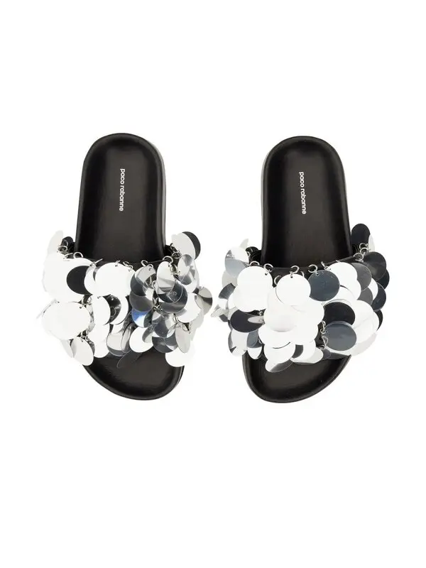 Rabanne Sequined Sandals - Silver